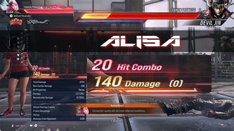 Tekken Alisa Max Combo Damage YouTube
