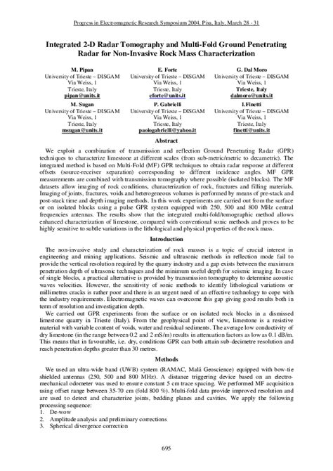pdf integrated 2 d radar tomography and multi fold ground penetrating