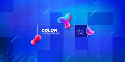 Liquid Color Background Design With Square Cells Fluid Gradient Shapes Composition Blue