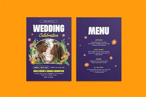 Premium Vector Damgram Wedding Invitation Template