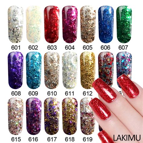 Lakimu Professional Uv Gel Varnish Diamond Glitter Gel Nail Polish Soak