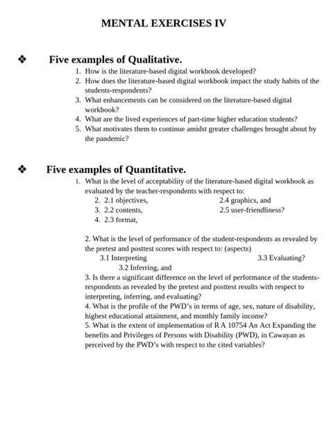 Sample Exercises Iv And V Pdf English As A Second Or Foreign Language