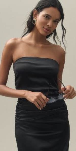 Bhldn Selena Strapless Stretch Satin Midi Dress