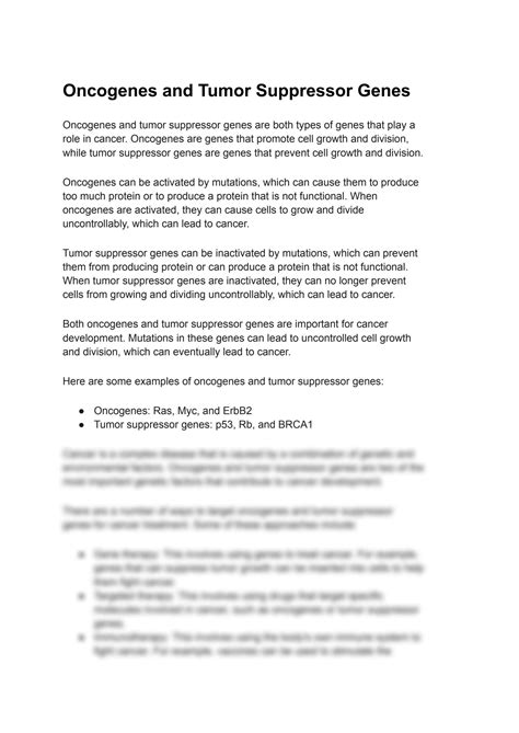 Solution Oncogenes And Tumor Suppressor Genes Studypool