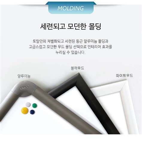 토탈 자석 화이트보드 500x700mm 벽걸이 보드 판 오너클랜
