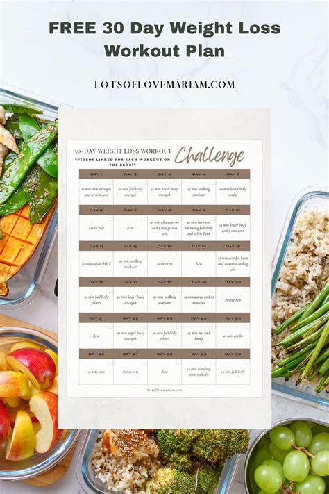 Free 30 Day Workout Plan For Weight Loss — Lots Of Love Mariam