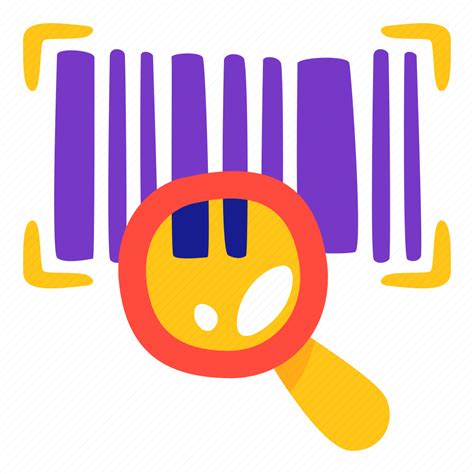 Barcode Scan Magnifier Illustration Boxes Sticker Icon Download