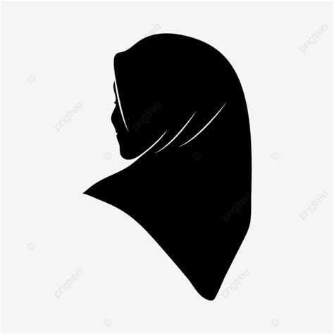 Hijab Silhouette Vector Element Headscarf Muslim Female PNG And
