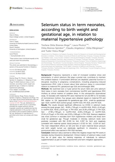 Pdf Selenium Status In Term Neonates According To Birth Weight And