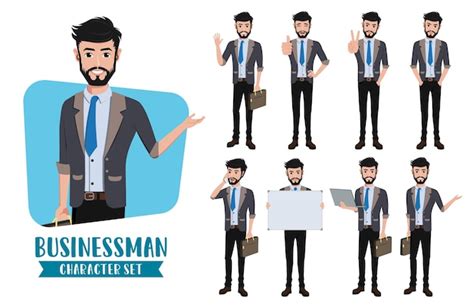 Premium Vector Businessman Character Vector Set Business Man