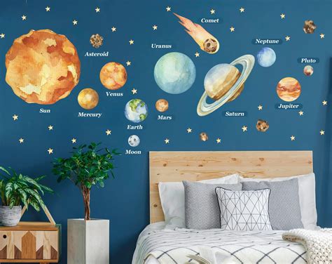 Solar System Planets Space Earth Sun Moon Comet Asteroids Removable