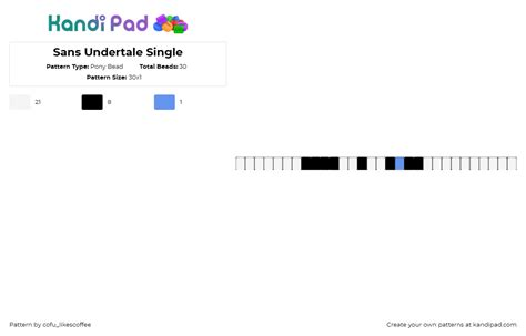 Sans Undertale Single Pony Bead Pattern Kandi Pad Kandi Patterns