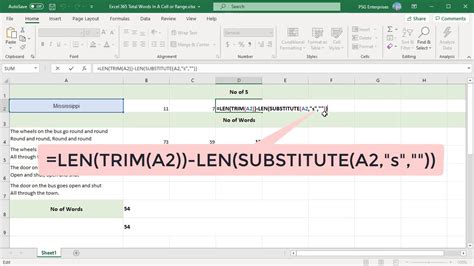 How To Count Number Of Words In A Cell Or Range Of Cells In Excel