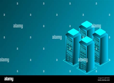 Mainframe Powered Server High Technology Concept Data Center Cloud Data Storage Isometric