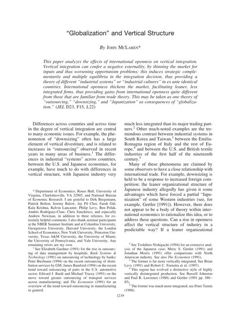 Pdf Globalization And Vertical Structure