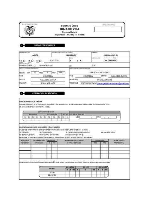 Formato Hoja De Vida Funcion Publica Original Sigep Ii Pdf