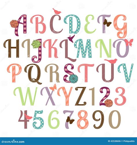 Girly Alphabet Vektor Satz Vektor Abbildung Illustration Von Nähen