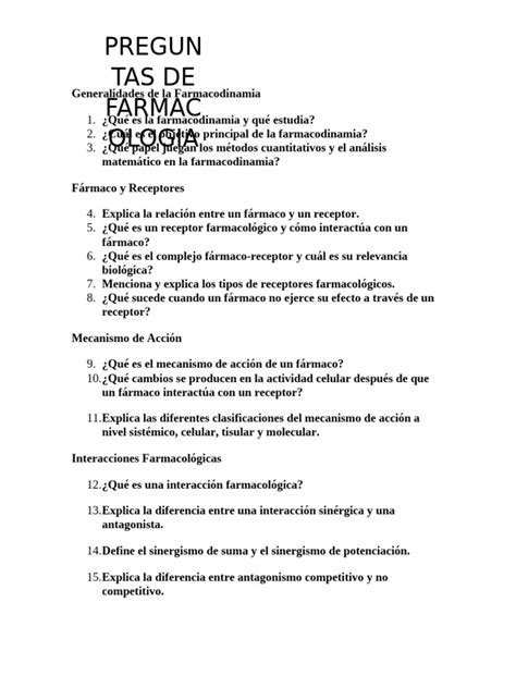 Examen De La Farmacodinamia Pdf