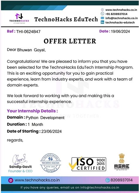 bhuwan goyal on linkedin intern internship technohacksedutechofficial