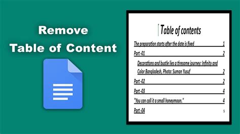 How To Remove Table Of Contents In Google Docs Document YouTube