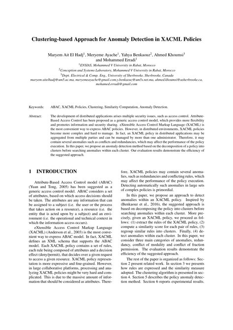 Pdf Clustering Based Approach For Anomaly Detection In Xacml Policies