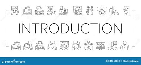 Introduction Speech Collection Icons Set Vector Stock Illustration
