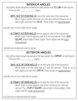 Parallel Lines Cut By A Transversal By Gina Creech TpT