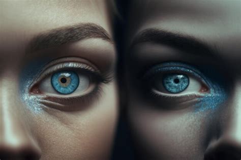 Premium Photo Two Women With Beautiful Blue Eyes Female Eyes With
