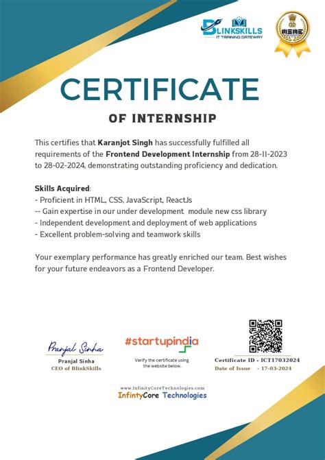 Karanjot Singh On Linkedin Frontend React Internship