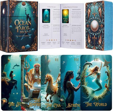 Xsylohxl Ocean Tarot Cards With Guide Book For Beginners Unique Pretty