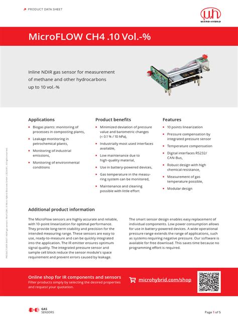Mh Datasheet Microflow Ch4 10 Vol Percent Pdf Measuring Instrument Atmosphere