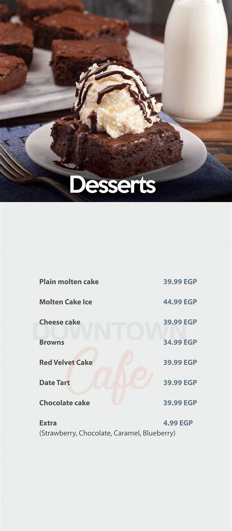Speisekarte von DownTown Cafe Sheikh Zayed City مول الداون تاون