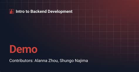 Demo Intro To Backend Development