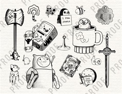 Adventure Time Tattoo Flash Sheet Digital Download Animation Cartoons