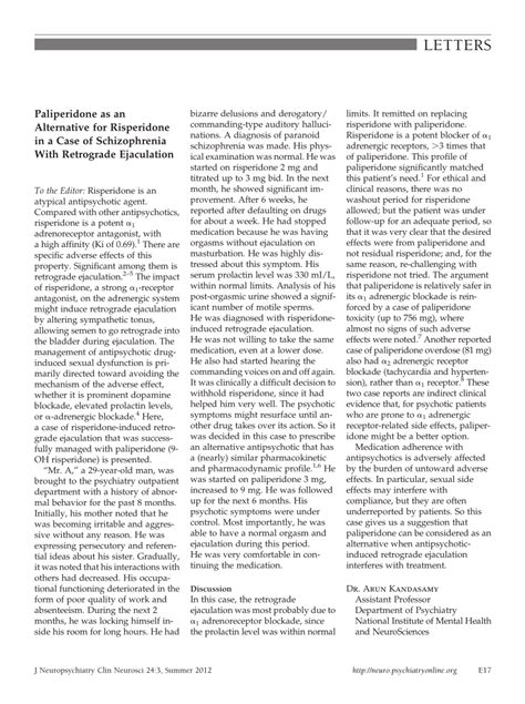 Pdf Paliperidone As An Alternative For Risperidone In A Case Of Schizophrenia With Retrograde