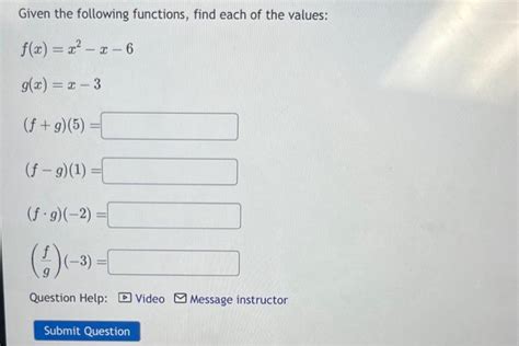 Solved Given The Following Functions Find Each Of The