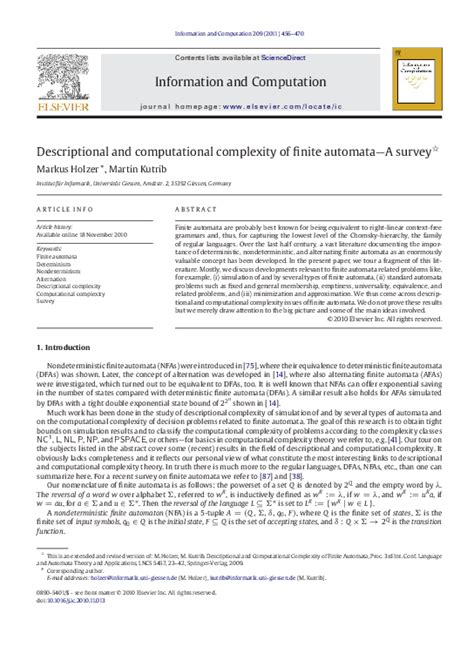 pdf descriptional and computational complexity of finite automata—a