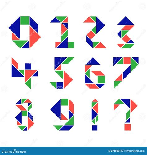 Number Tangram Geometric Shape Origami Colorfull Playfull Fun Alphabet Zero To Ten Numeric