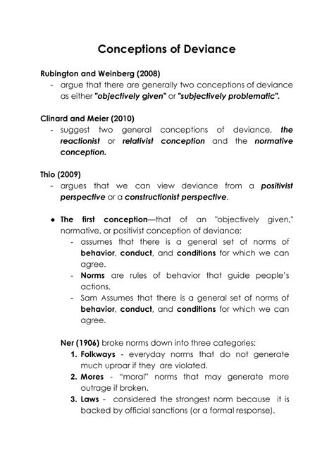 Conceptions Of Deviance Conceptions Of Deviance Rubington And Weinberg 2008 Argue That