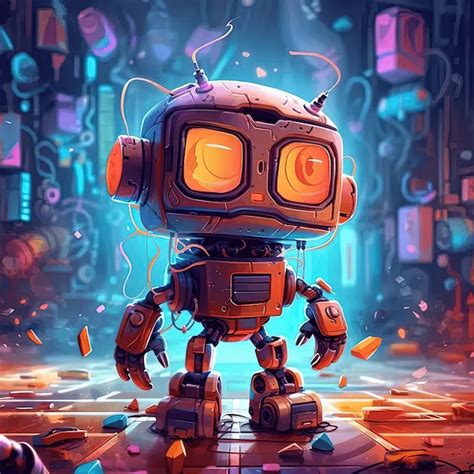 A Robot Standing In Front Of A Blue Background Premium Ai Generated Image
