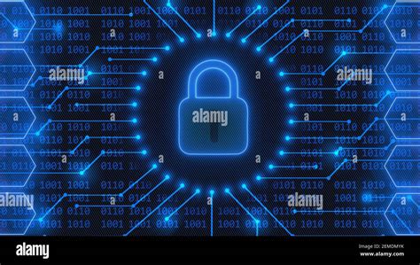 padlock logo abstract background in blue of 4 digit binary code