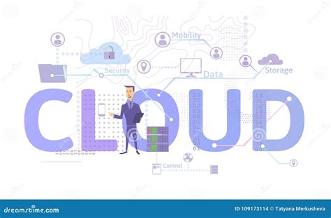 Cloud Computing Concept Information Technology Vector Illustration In Flat Style Isolated On