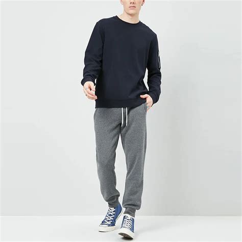 Contrast Drawstring Elastic Waist Sweat Pants Men Mock Fly Banded Cuff