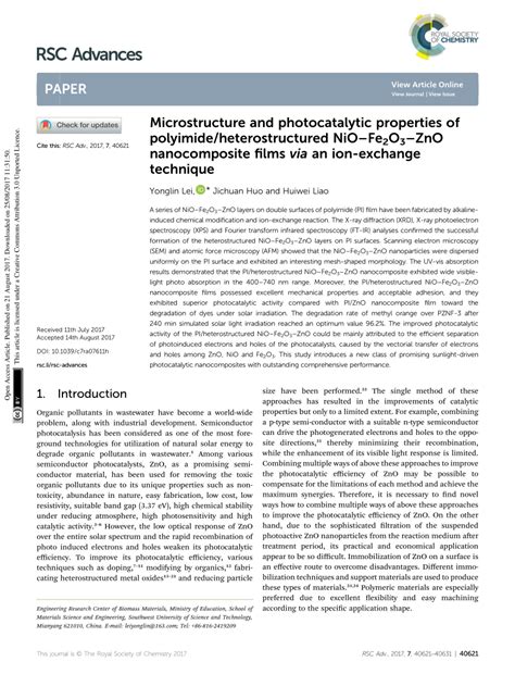 Pdf Microstructure And Photocatalytic Properties Of Polyimide