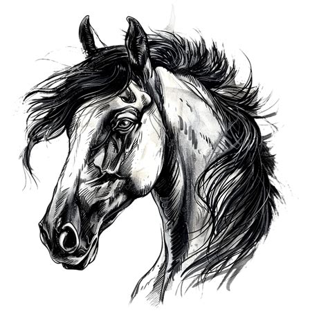 Mustang Horse Head Drawing