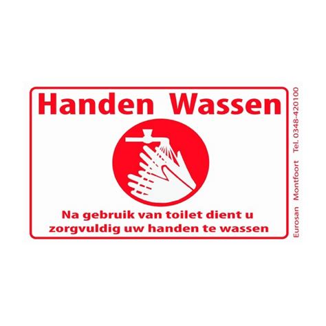 Neutraal Tekststicker Handen Wassen Toilet