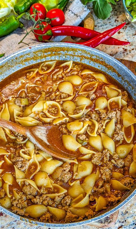 Conchitas Con Carne Mexican Hamburger And Shells Cookmexican