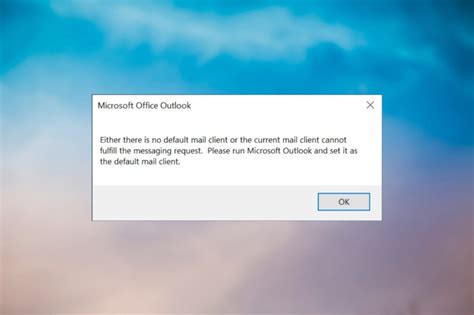 how to fix outlook s there is no default mail client error