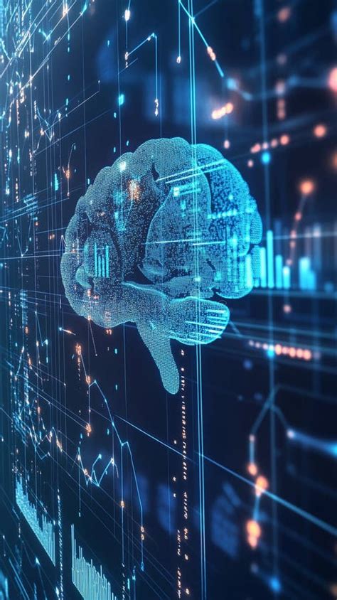 AI And Machine Learning Depicted As A Brain Connected To Financial Data