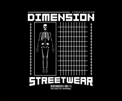 Dimension Slogan With Body Skull Vector Illustration For Streetwear